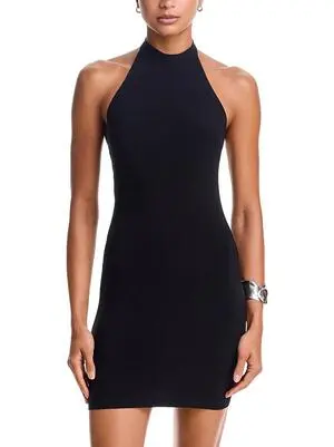 Norma Kamali Halter Back Tie Mini Dress - Black