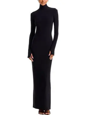 Norma Kamali Turtleneck Long Sleeve Maxi Dress - Black