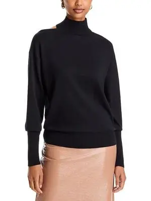 COURREGES Merino Wool Cut Out Turtleneck Sweater - Black