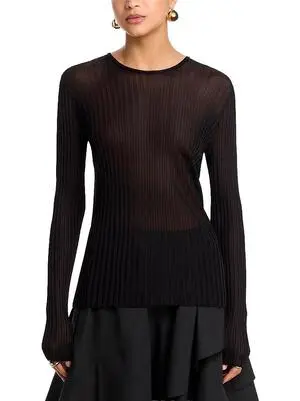 Co Mixed Long Sleeve Knit Shirt - Black