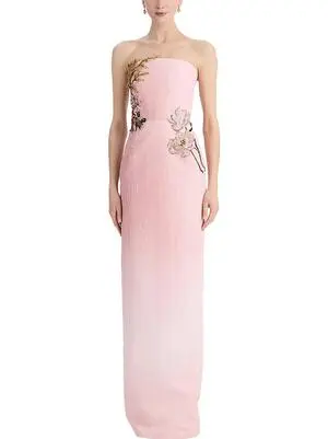 Oscar De La Renta Strapless Beaded Gown - Blush