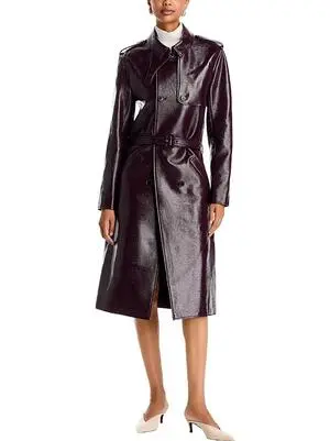 COURREGES Vinyl Faux Leather Trench Coat - Burnt Red