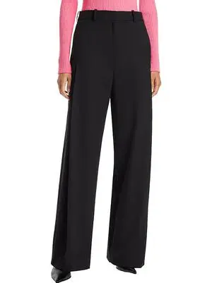 COURREGES Pleated Front Wide Leg Trousers - Black