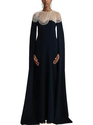 Oscar De La Renta Embellished Caftan - Navy