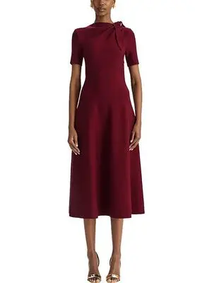 Oscar De La Renta Tie Neck Knit Dress - Claret