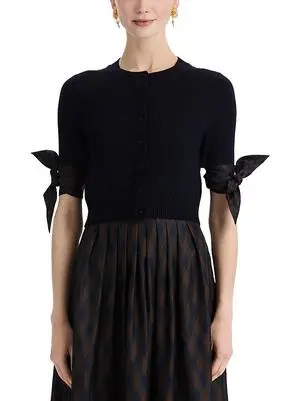 Oscar De La Renta Argyle Tie Knit Cardigan - Navy