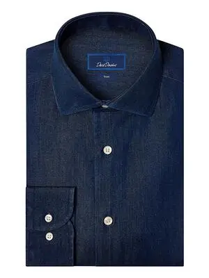 DAVID DONAHUE Trim Fit Denim Dress Shirt
