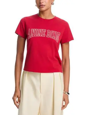 ANINE BING Shelley Logo Cotton Tee - Red