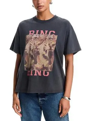 ANINE BING Cade Tiger Bing Graphic Cotton Tee - Black