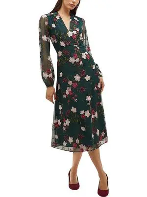 HOBBS LONDON Flo Embroidered Midi Dress - Evergreen Multi