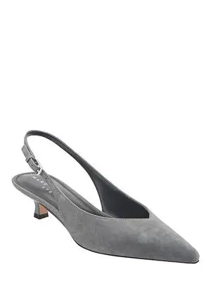 MARC FISHER LTD. Luciey Pointed Suede Slingback Pumps - Dark Gray