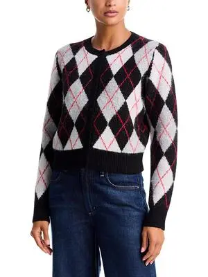 Aqua Argyle Cardigan - Black Multi