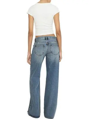 FRAME The Leo Low Rise Wide Leg Jeans - Rivage