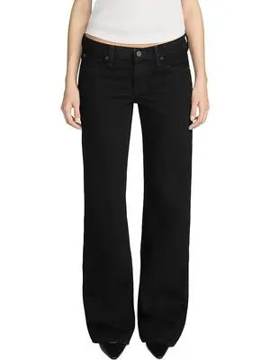FRAME Frame The Pixie Gray Cotton Low Rise Bootcut Jeans Black