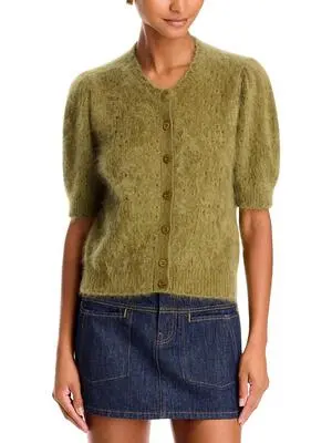 FRAME The Wool-blend Airy Cardigan Sweater - Deep Olive
