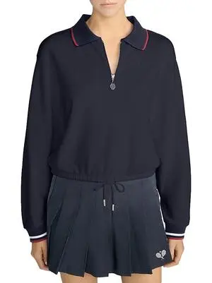 FRAME Tennis Quarter Zip Pullover Sweatshirt - Navy