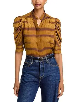 FRAME The Gillian Silk Top - Light Tiger Multi