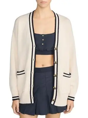 FRAME Tennis Oversized Cardigan - Cream Multi
