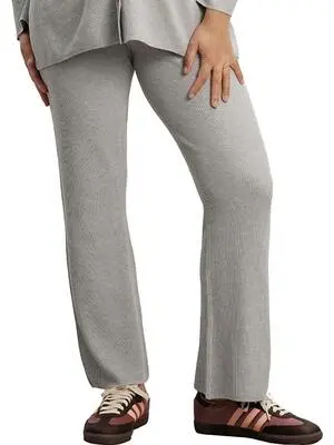 NOM MATERNITY Georgina Foldover Maternity Knit Pants - Heather Grey
