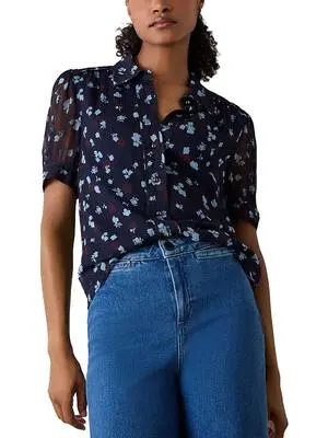 WHISTLES Whistles Mixed Dot Flower Print Shirt
