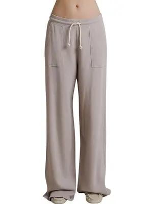 PERFECTWHITETEE Noa Cotton French Terry Wide Leg Sweatpants - Cloud Gray