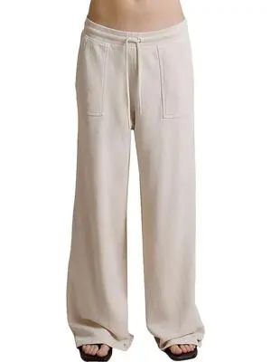 PERFECTWHITETEE Noa Cotton French Terry Wide Leg Sweatpants - Sugar