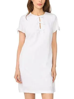 CECE DUPRAZ Bow Detail Keyhole Mini Dress - Ultra White