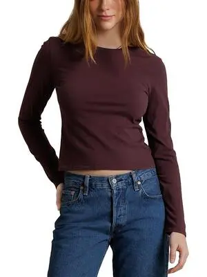 PERFECTWHITETEE Jamie Cotton Long Sleeve Tee - Cherry Lacquer