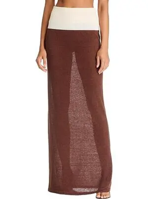 AYA MUSE Eirae Linen Blend Skirt - Pecan