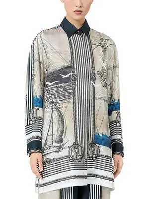 Max Mara Printed Silk Shirt - Stone