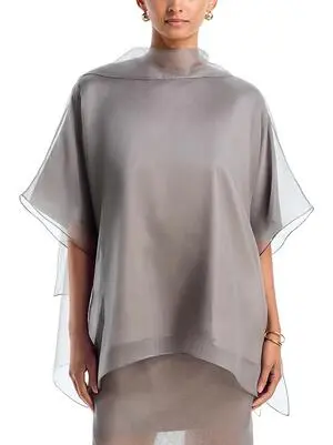 Brandon Maxwell The Cali Silk Organza Blouse - Smoke
