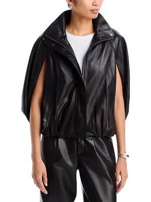 Simkhai Jada Leather Cape Jacket - Black
