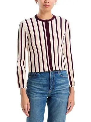 Simkhai Iris Crewneck Cardigan Sweater - Fig Multi