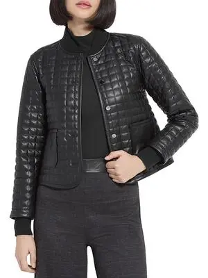 Lyssé Quilted Faux Leather Jacket - Black