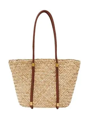 REISS Rubina Woven Straw Tote - Natural