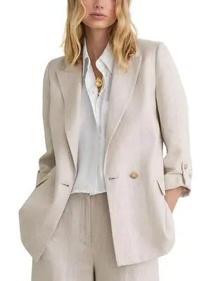 REISS Nolah Double Breasted Blazer - Neutral