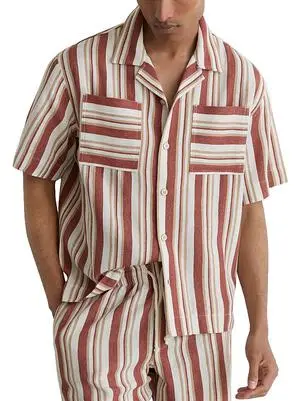 REISS Celeste Relaxed Short Sleeve Shirt Redstone