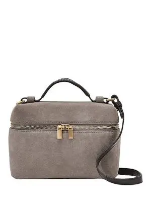 REISS Ines Suede Vanity Crossbody Bag - Grey