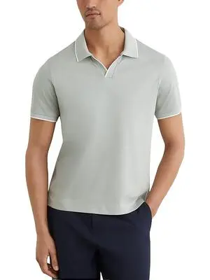 REISS Nico Airwater Cotton Polo Light Sage