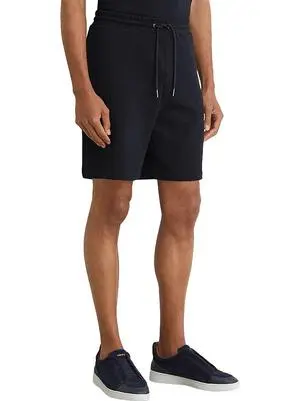 REISS Reiss Renly Micro Waffle Textured Shorts Navy