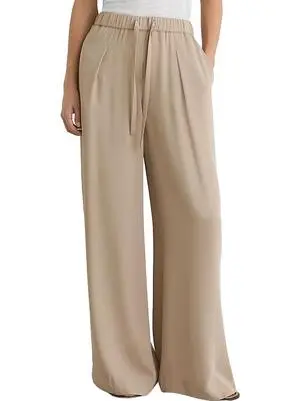 REISS Petite Aimee Wide Leg Pants - Neutral