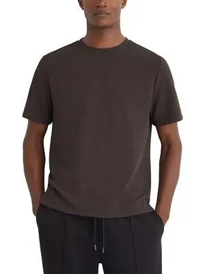 REISS Cole Modern Fit Textured Crewneck Tee Brown