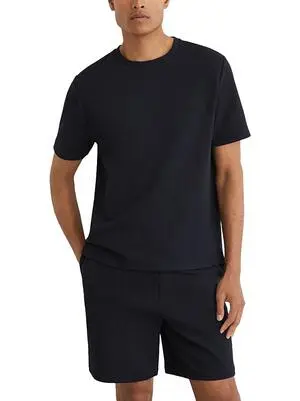 REISS Cole Modern Fit Textured Crewneck Tee - Navy
