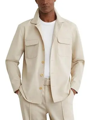 REISS Peshi Pocket Overshirt - Stone