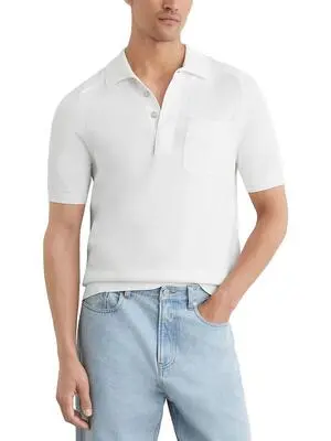 REISS Selkirk Concealed Placket Polo Shirt - White