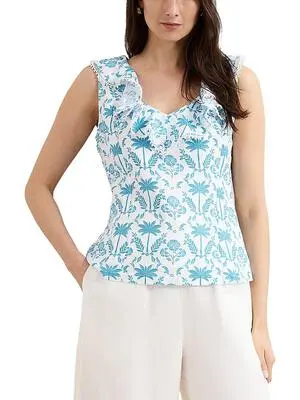 PHASE EIGHT Rhona Ruffle Neck Sleeveless Blouse - Blue