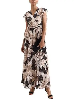PHASE EIGHT Liana Printed Faux Wrap Maxi Dress - Neutral
