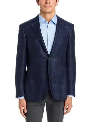 Canali Sienna Classic Fit Wool Blend Plaid Sport Coat - Navy