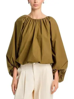 BY MALENE BIRGER Semara" Pleated Cotton Top - Hunt