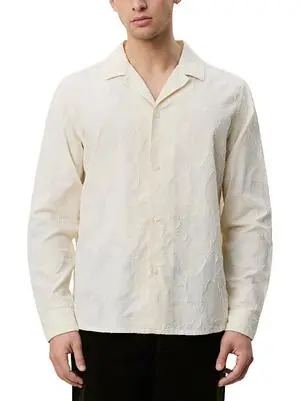 LES DEUX Loose Fit Flower Jacquard Shirt - Light Ivory